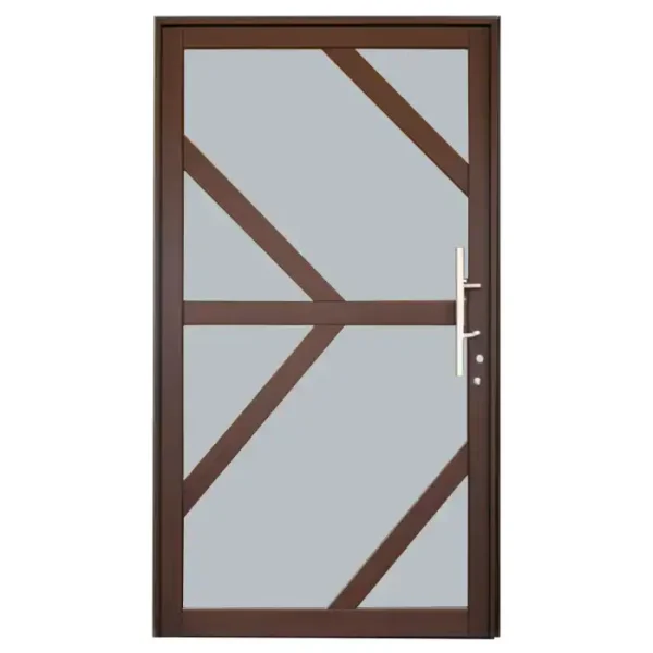 Aluminium Pivot Door with Diagonal Glass Panel Design